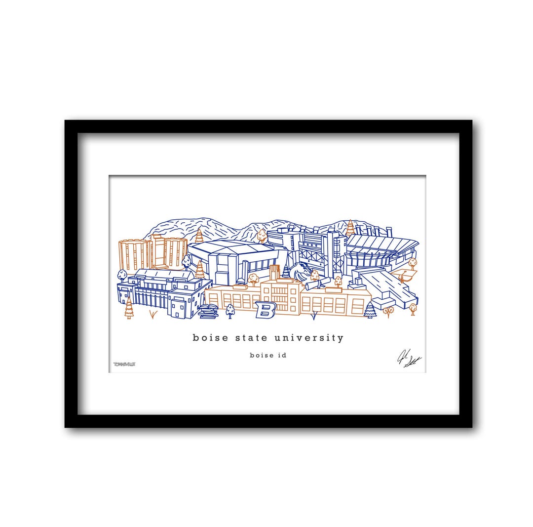 Boise State University Campus Skyline Artwork Graduation Gift Wall ...