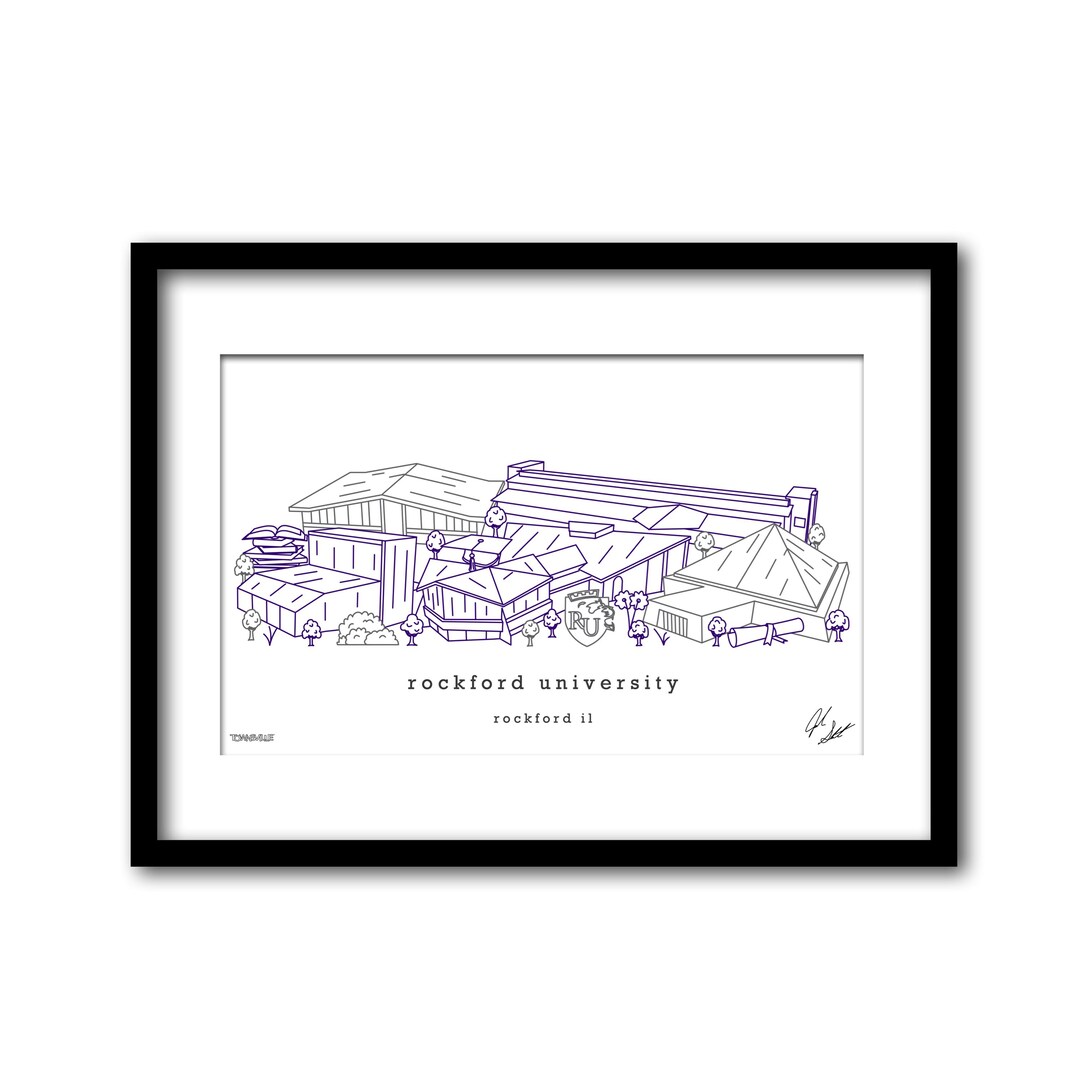 Rockford University Campus Skyline Artwork Graduation Gift Wall Decor ...
