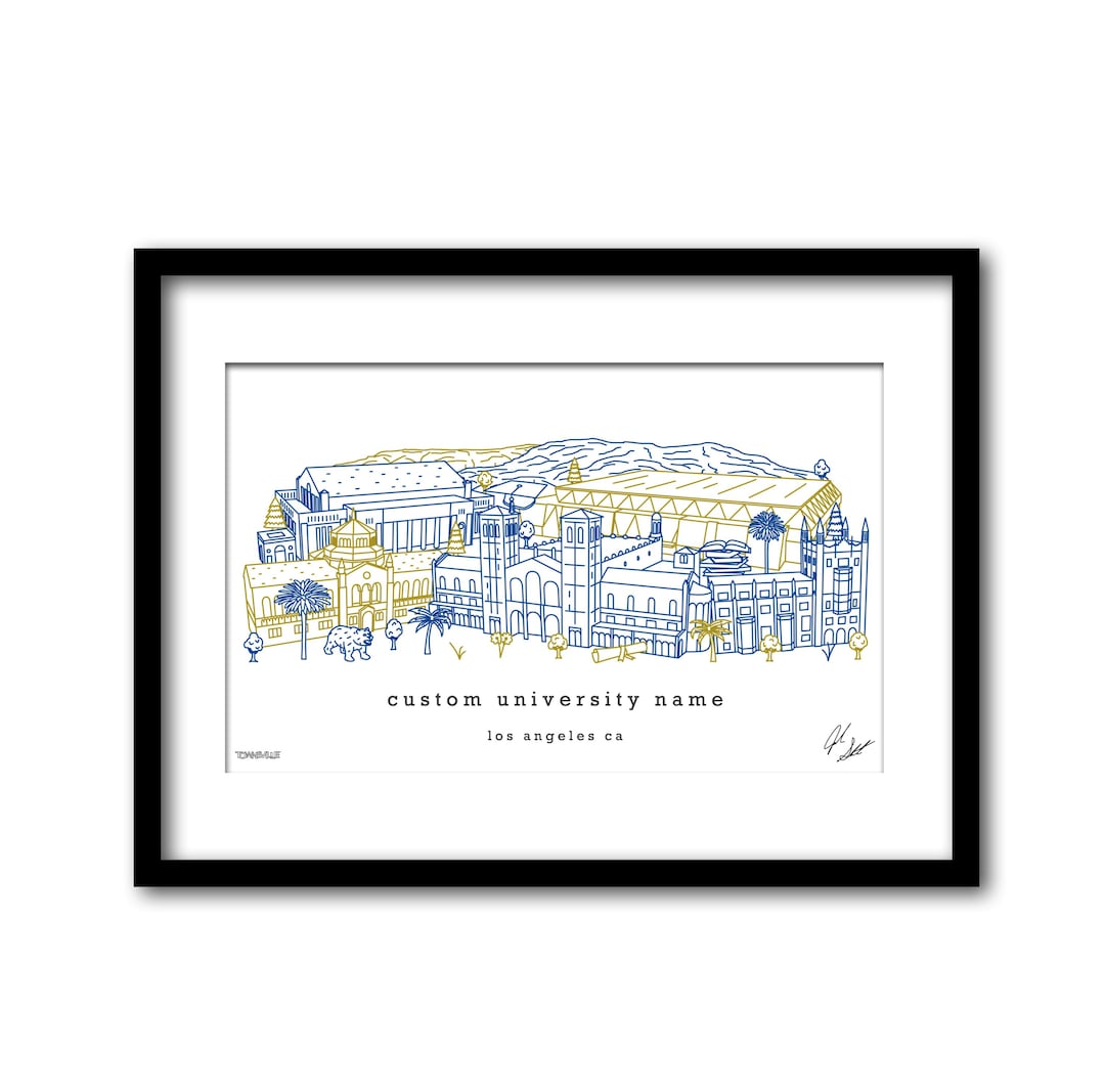 Custom College University Campus Artwork Graduation Gift Wall Decor - Etsy