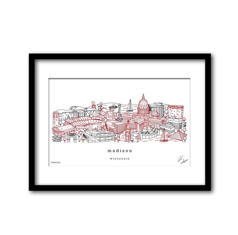 Madison Wisconsin Skyline Artwork Graduation Gift Wall Decor - Etsy