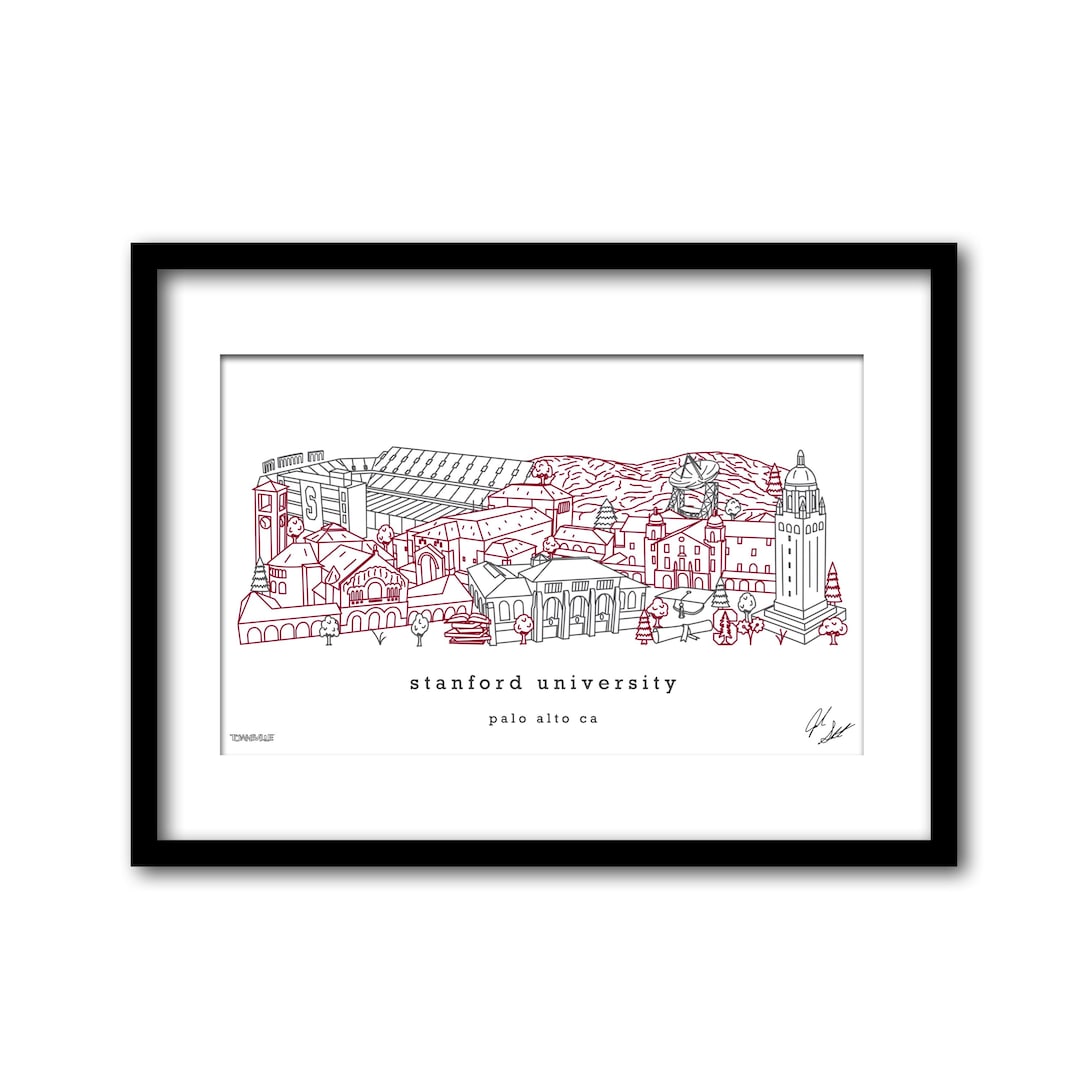 Stanford University Campus Skyline Artwork Graduation Gift Wall Decor ...