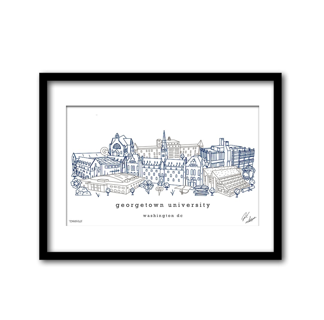 Georgetown University Campus Skyline Artwork Graduation Gift Wall Decor ...