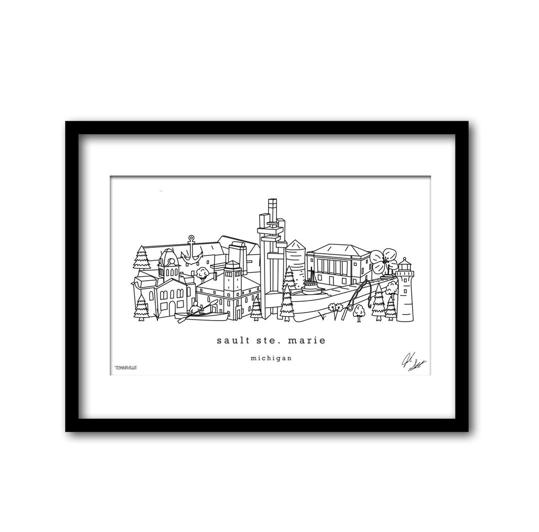 Salut Ste Marie Michigan Skyline Artwork Graduation Gift Wall Decor - Etsy