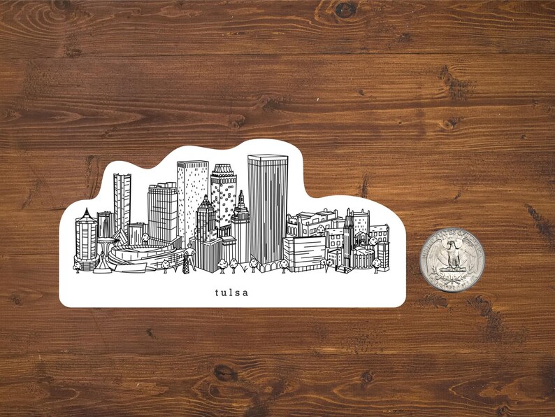 Tulsa Oklahoma Minimalist Skyline Waterproof Sticker - Etsy