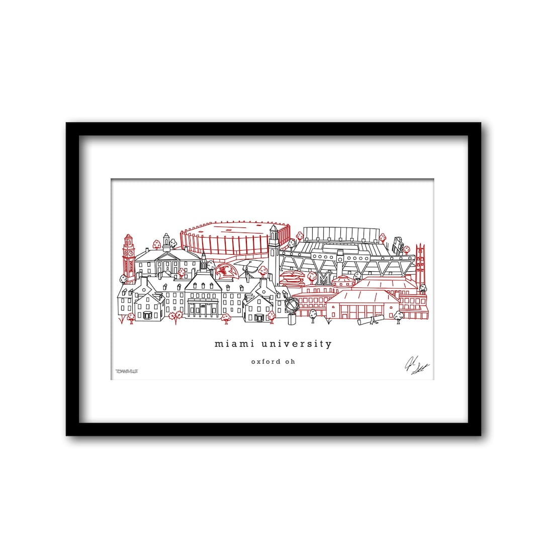 Miami University Campus Skyline Artwork Graduation Gift Wall Decor - Etsy