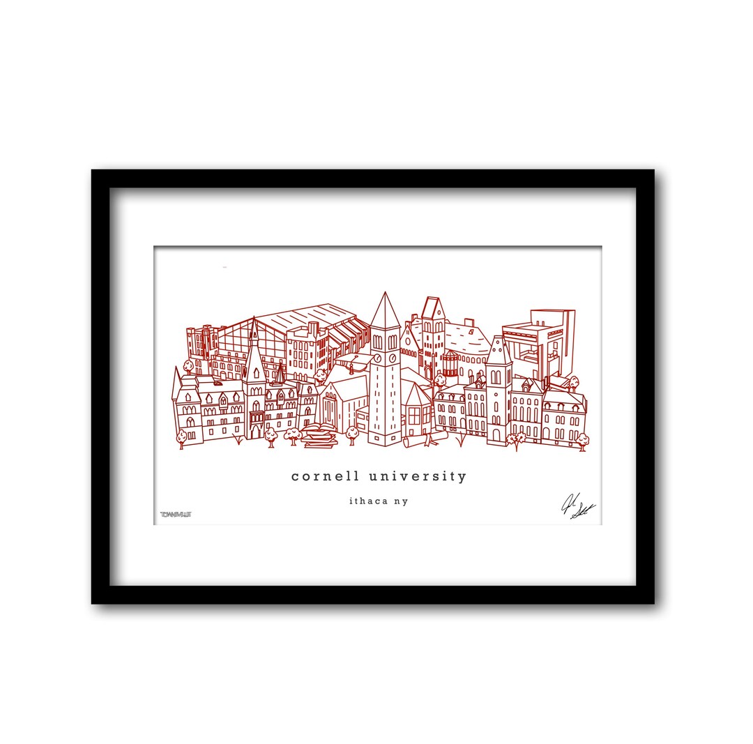 Cornell University Campus Skyline Artwork Graduation Gift Wall Decor - Etsy