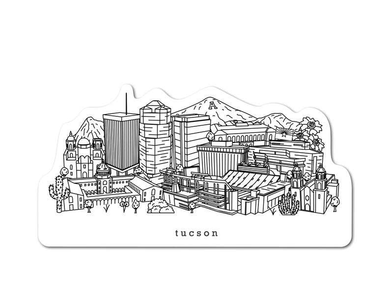Tucson Arizona Minimalist Skyline Waterproof Sticker - Etsy
