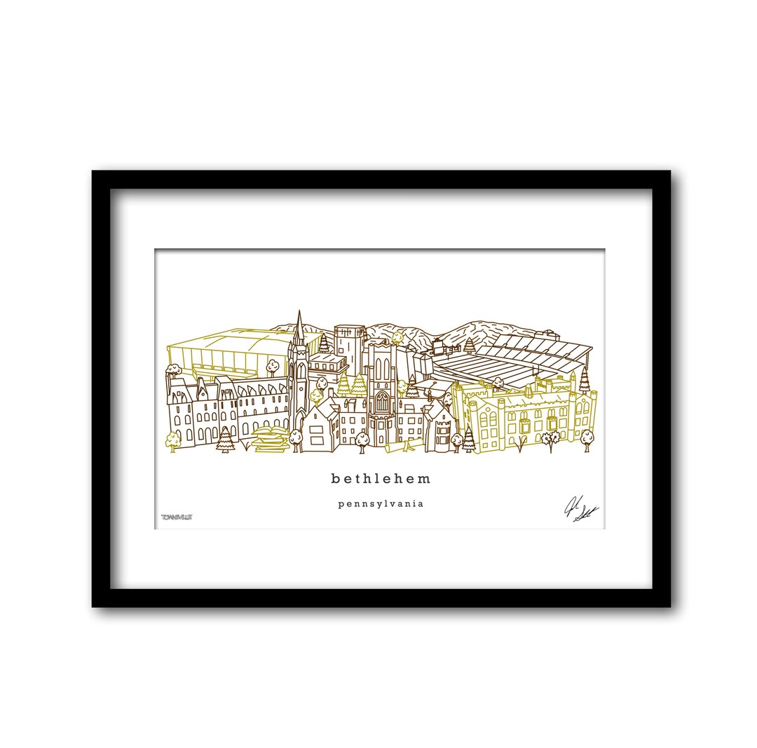 Bethlehem Pennsylvania Skyline Artwork Graduation Gift Wall Decor - Etsy