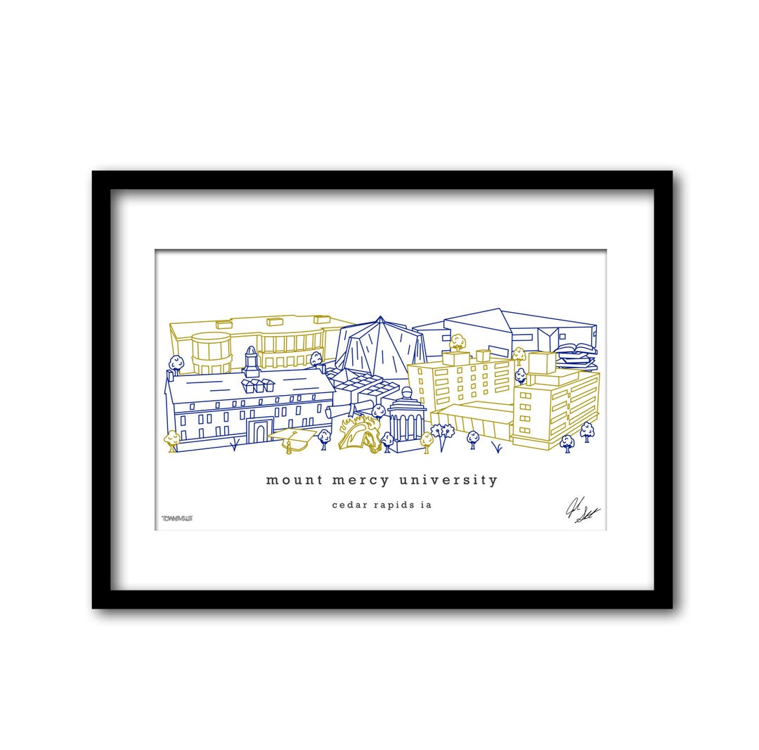 Mount Mercy University Campus Skyline Artwork Graduation Gift Wall ...