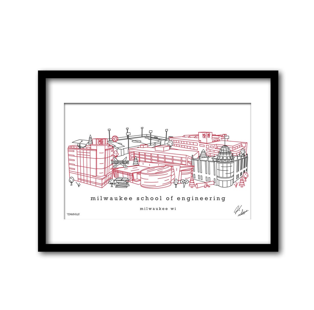 Milwaukee School of Engineering Campus Skyline Artwork Graduation Gift ...
