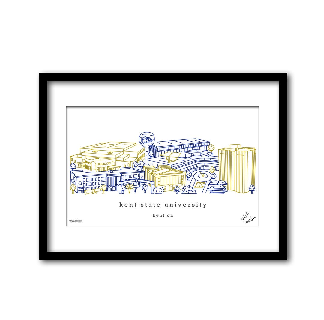 Kent State University Campus Skyline Artwork Graduation Gift Wall Decor ...