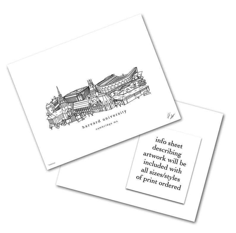 Harvard University Campus Skyline Artwork Graduation Gift Wall Decor - Etsy