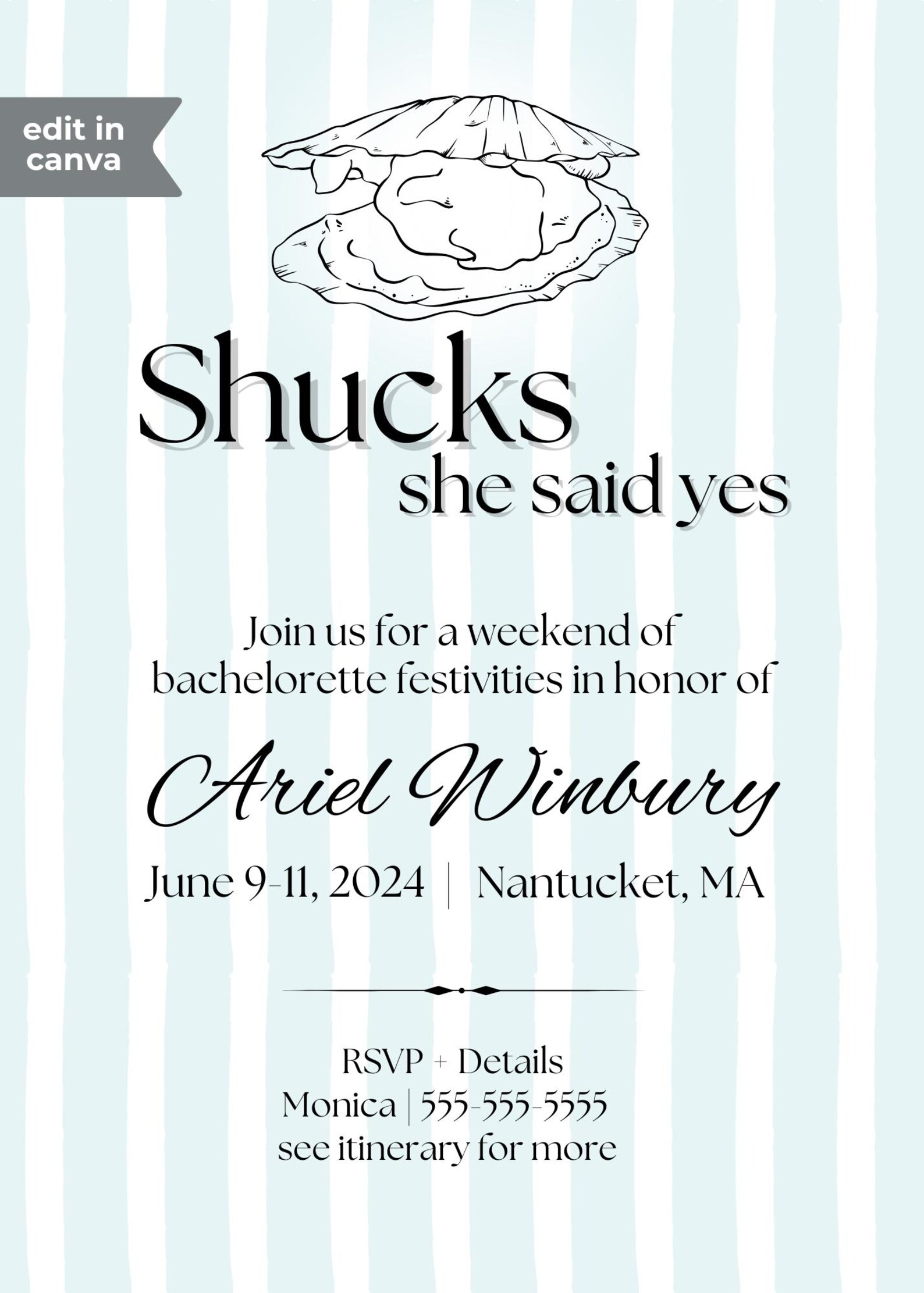 Editable Nantucket Bachelorette Invitation Template | Coastal Cape Cod ...