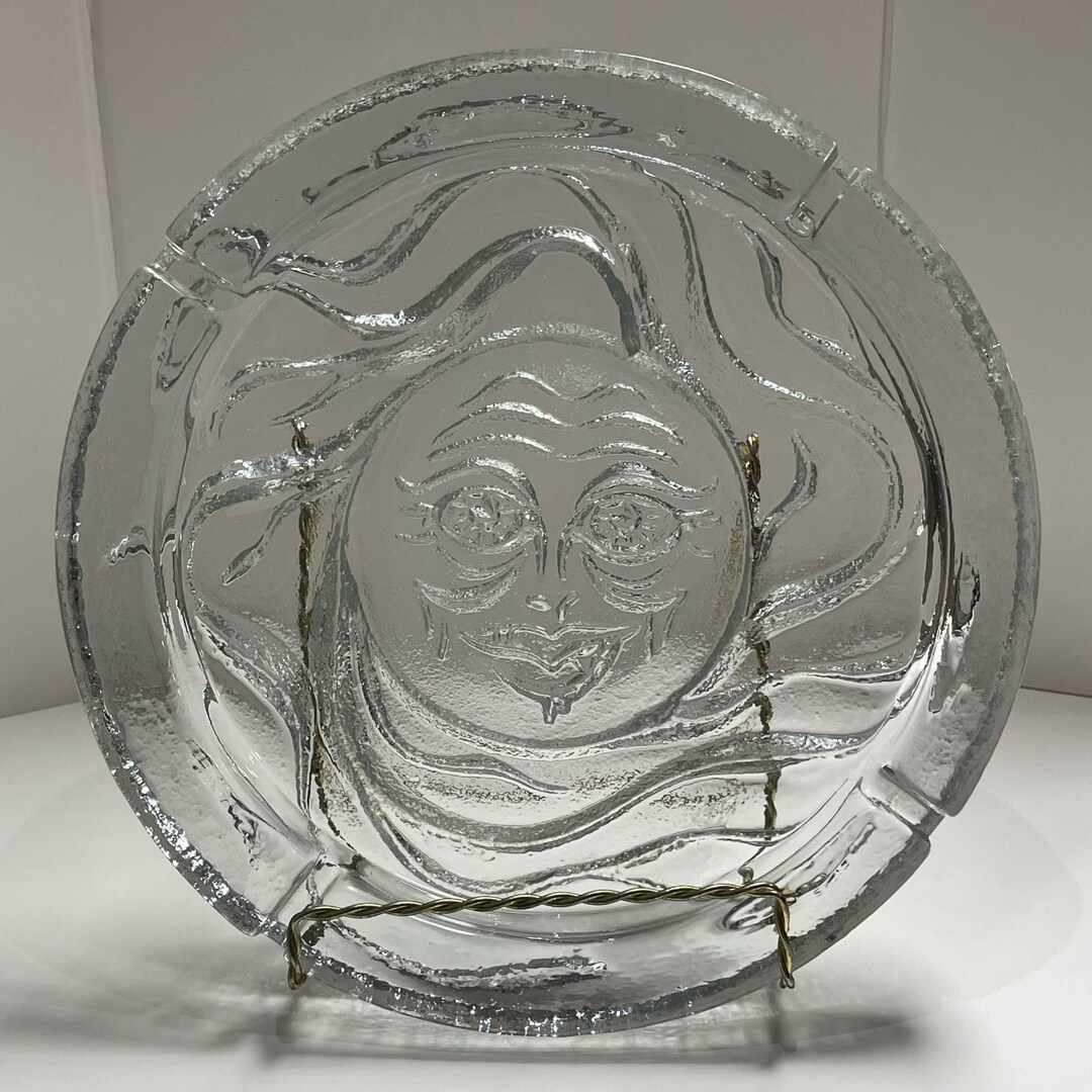 Vintage Blenko 1970s Extra Large Round Ash Tray With Sun Face - Etsy