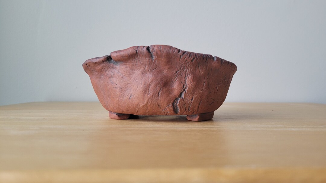 Oval Bonsai Pot Cracked Hand Made Red Clay With Red Iron - Etsy