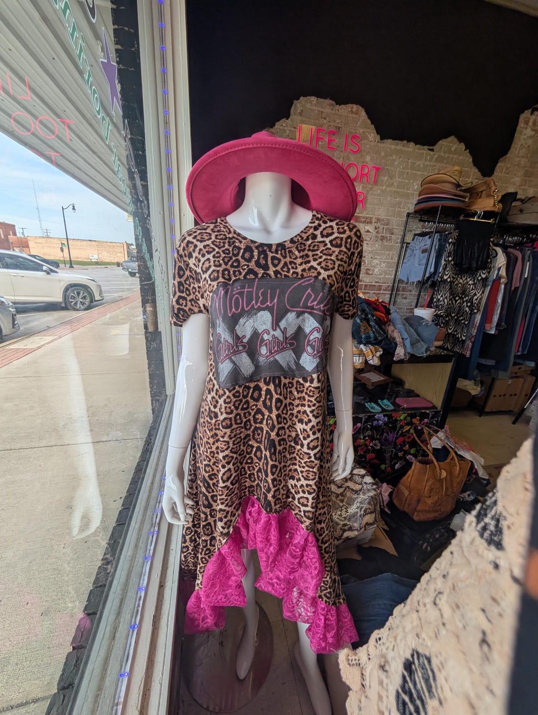 One of a Kind Motley Crue Leopard Hi-lo Ruffle Dress - Etsy