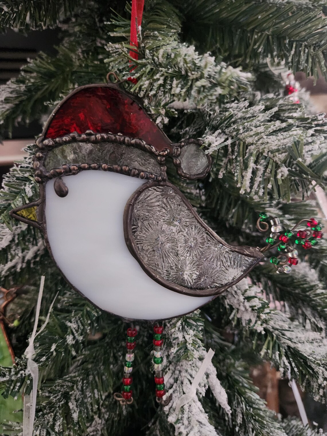 Stained Glass Bird With Santa Hat - Etsy