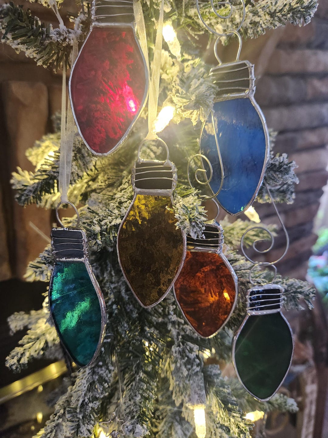 Stained Glass Vintage Christmas Light Bulbs - Etsy