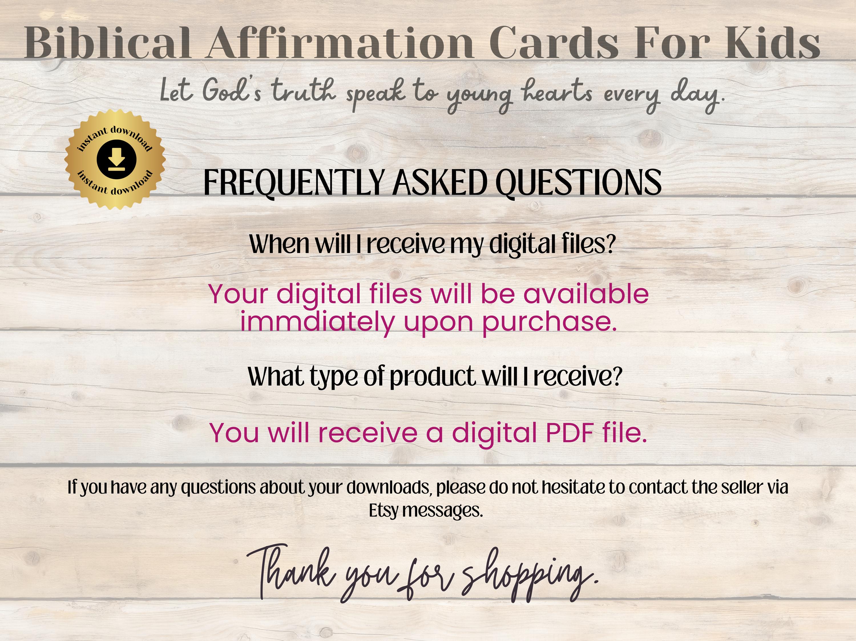 Affirmation Cards for Christian Kids, Bible Activities for Kids ...