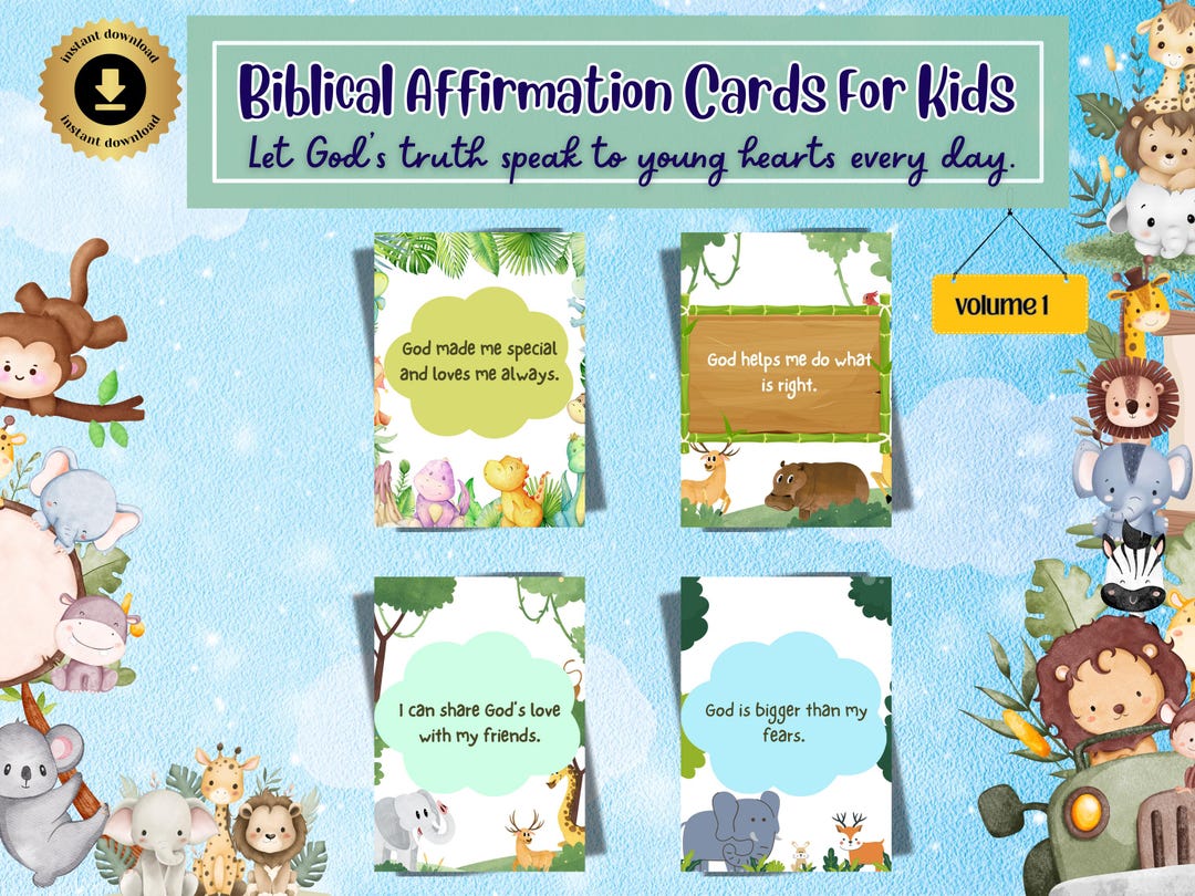 Biblical Affirmation Cards for Kids Vol. 1 - Etsy