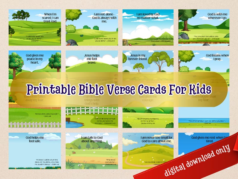 Printable Bible Verse Cards for Kids | Scripture Learning (PDF) - Etsy ...