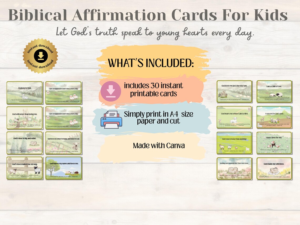Affirmation Cards for Christian Kids, Bible Activities for Kids ...