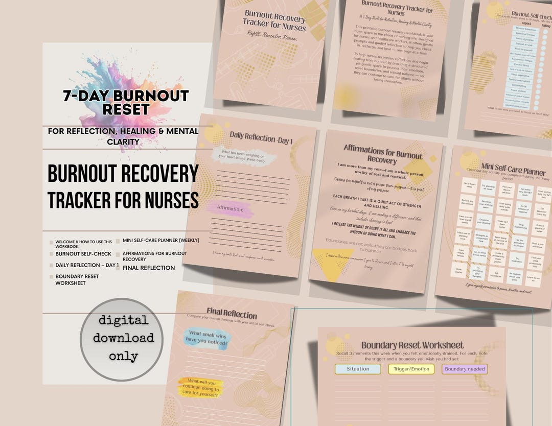 Nurse Burnout Recovery Journal|7-day Reset for Mental Burnout and ...