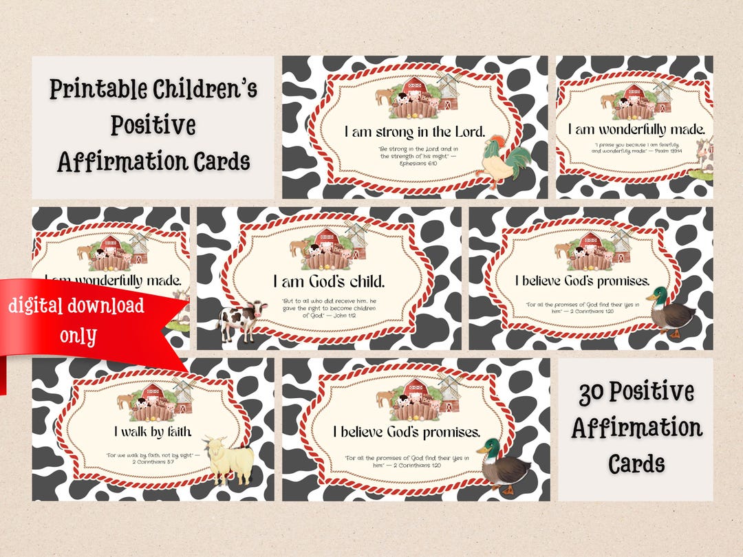 Bible Verse Cards for Kids Printable | Farm Animal Theme | Kids ...