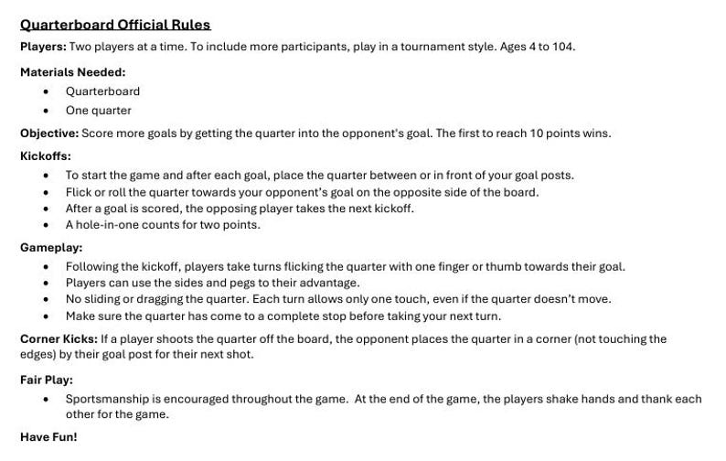 Quarterboard Game - Etsy