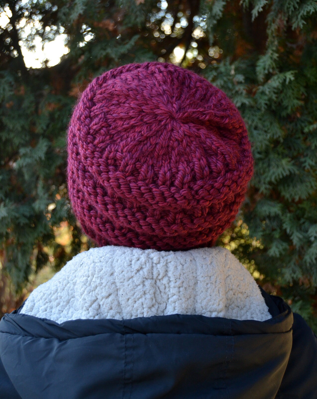 Boxcar: BURGUNDY Knit Chunky Beanie Hat, Hand Knit in Wine Bulky ...