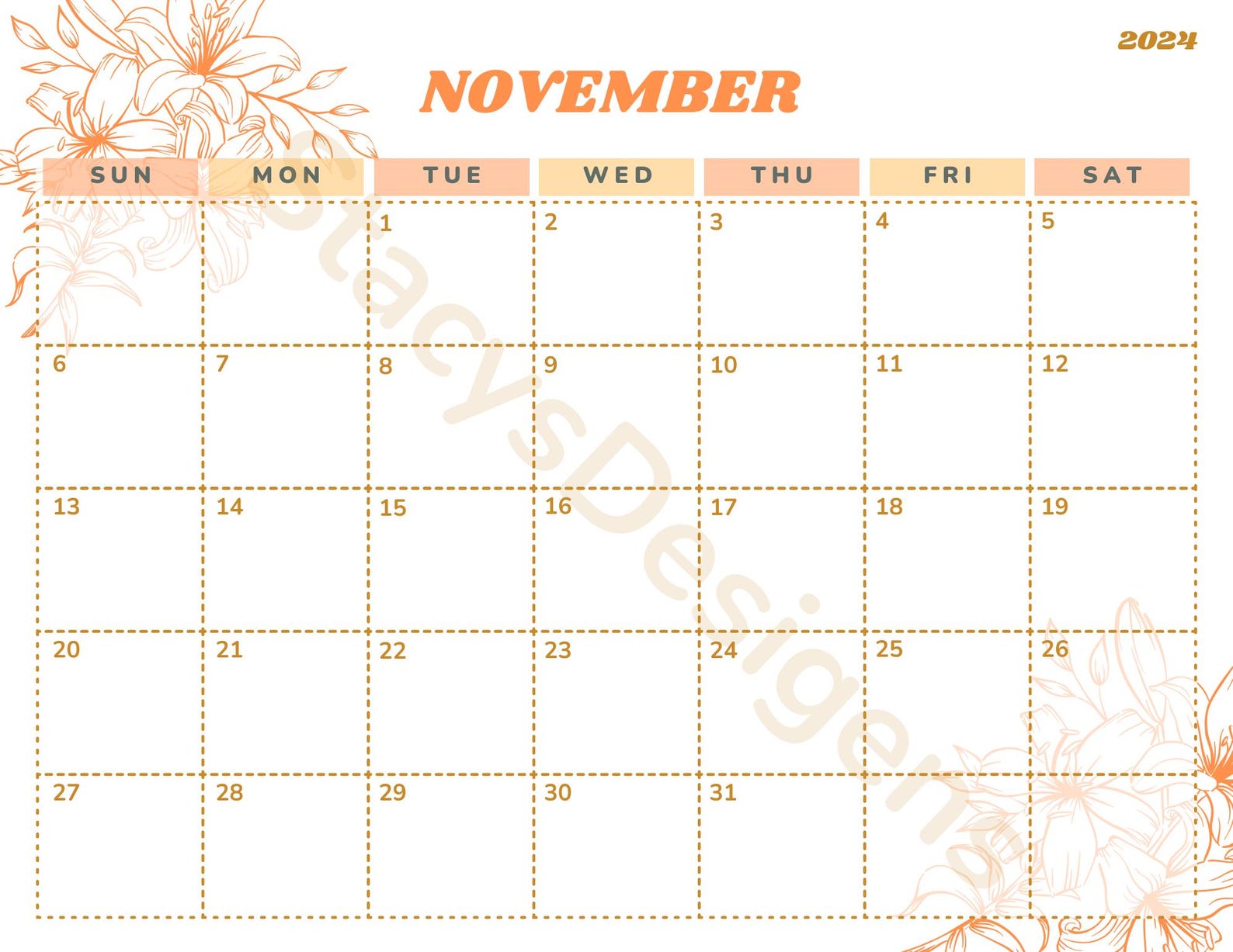 November 2024 Fall Calendar - Etsy