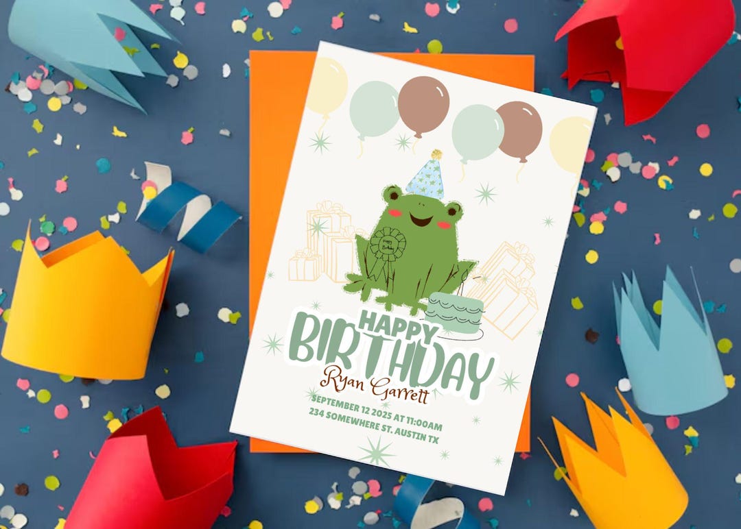 Frog Theme Birthday Party Invitation/ Birthday Party Invitation/boy ...