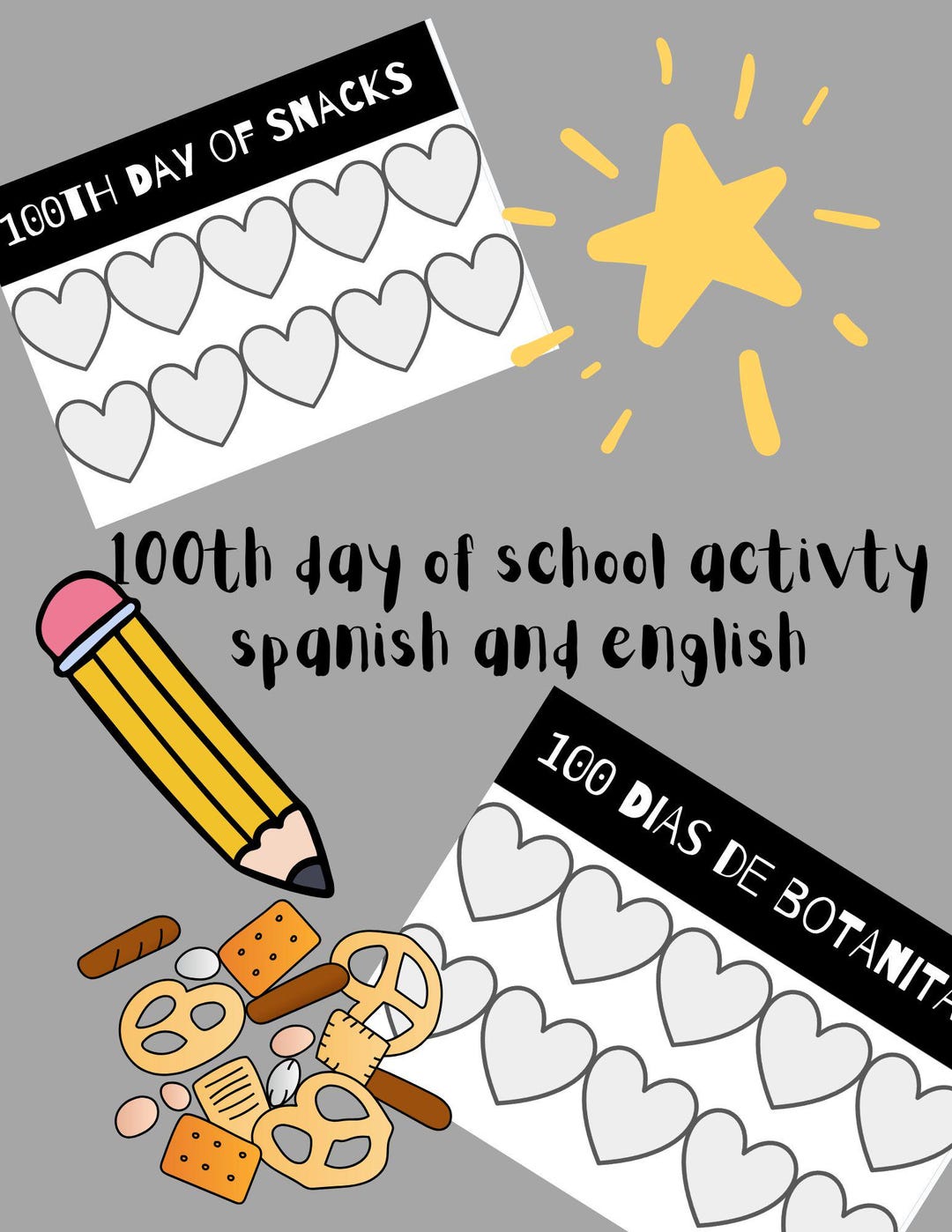 100th Day of School Bilingual Activity/ Español E Inglés Actividad ...