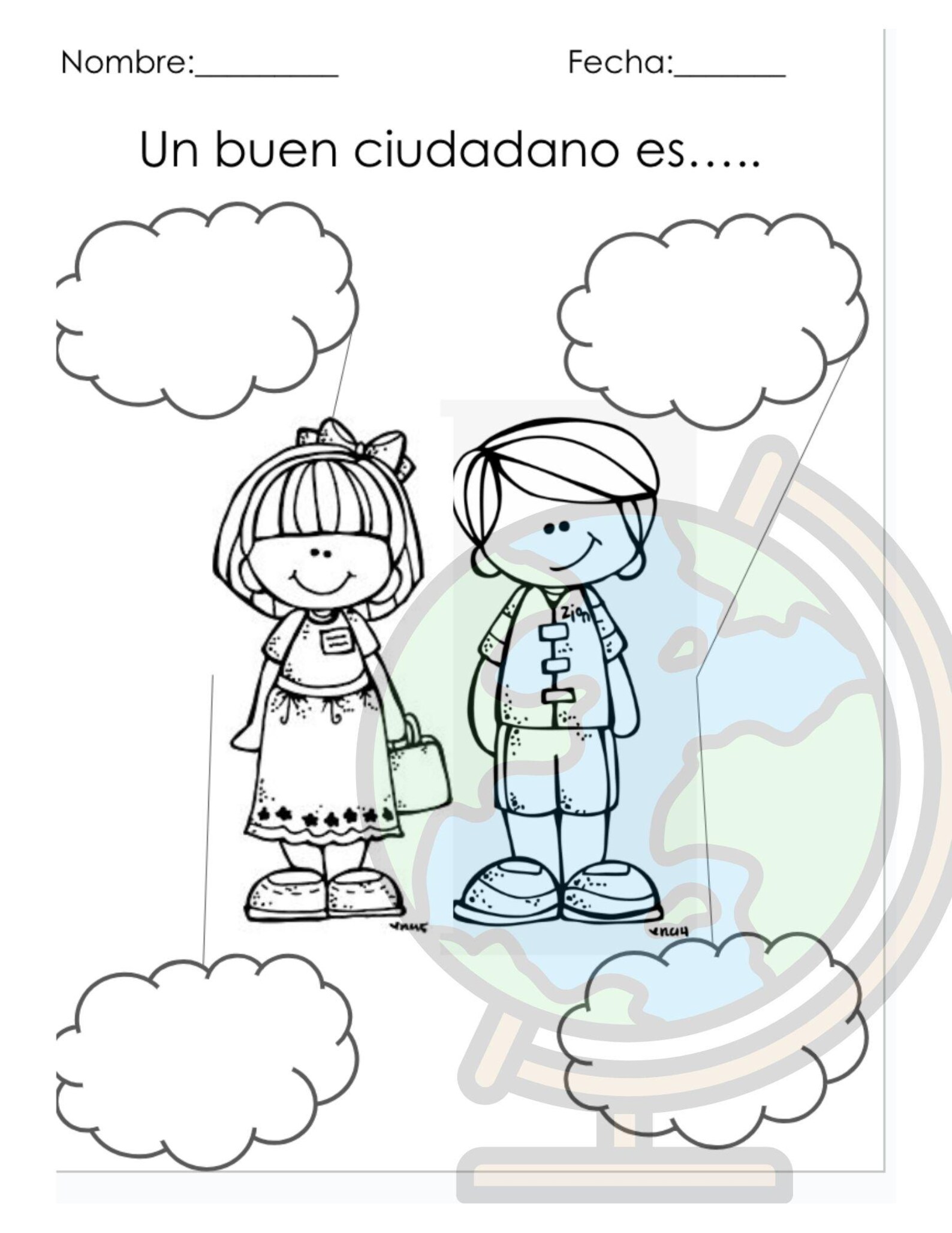 Estudios Sociales Un Buen Cuidadano Actividad/ Spanish Social Studies ...