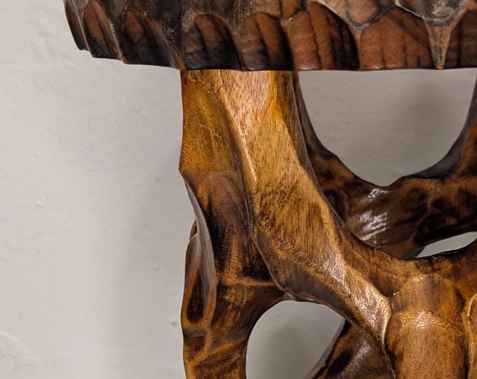 Vintage Hand-carved Wooden Stool Rustic Design, 12 Tall - Etsy