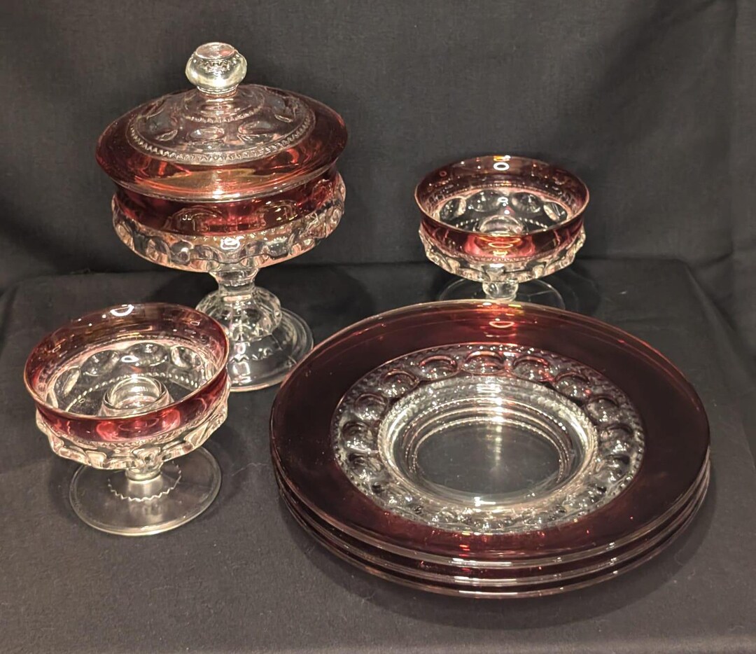 Tiffin Franciscan King’s Crown Ruby Red Glassware Set - Candle Holders ...