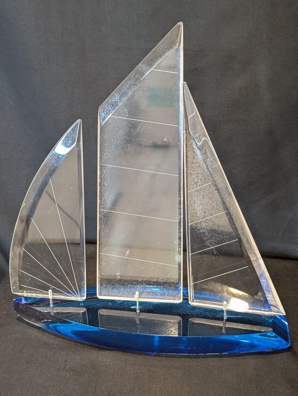 Acrylic Sailing Boat Sculpture – Signed J. Penri, Nautical Display ...