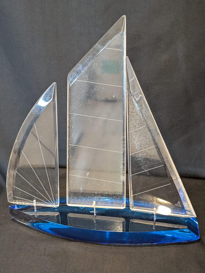 Acrylic Sailing Boat Sculpture – Signed J. Penri, Nautical Display ...