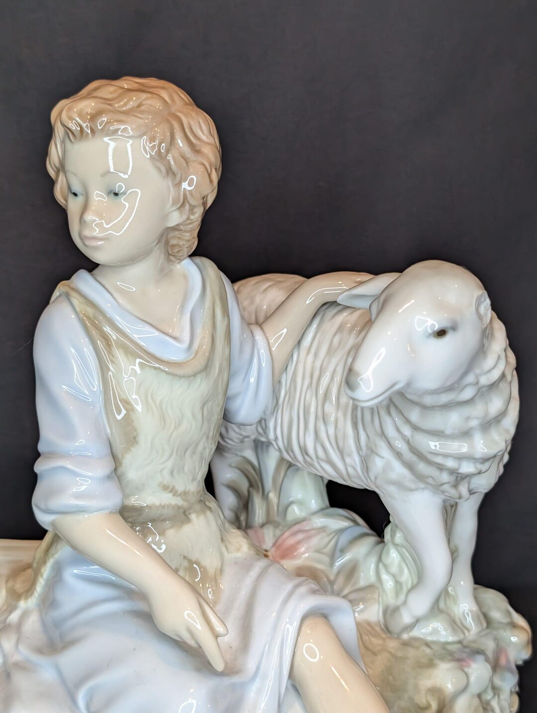 VTG Zaphir Porcelain Figurine – Shepherd Boy With Sheep, 11" Tall ...