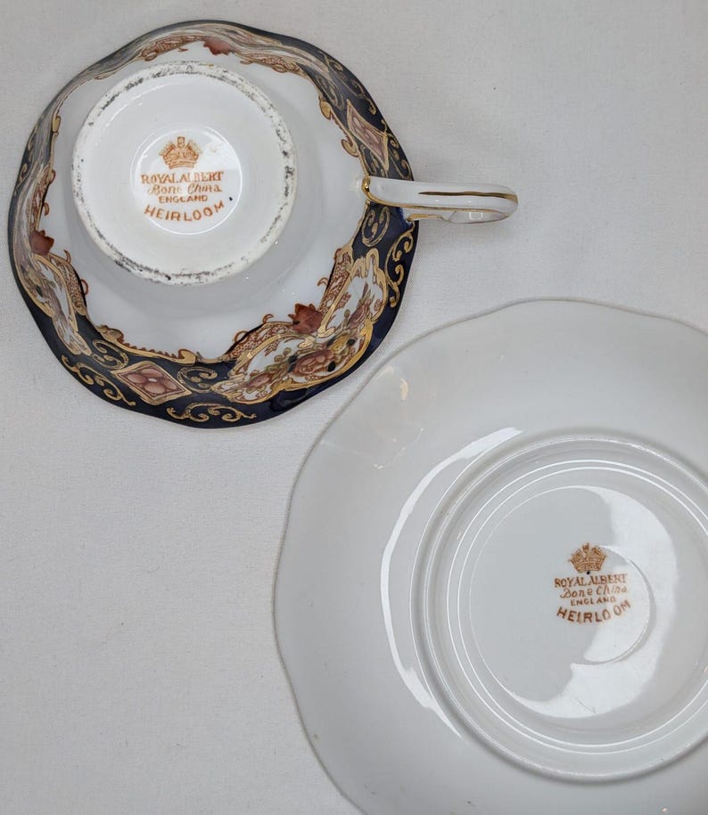 Vintage Royal Albert Heirloom Footed Cup and Saucer – Scalloped Floral ...