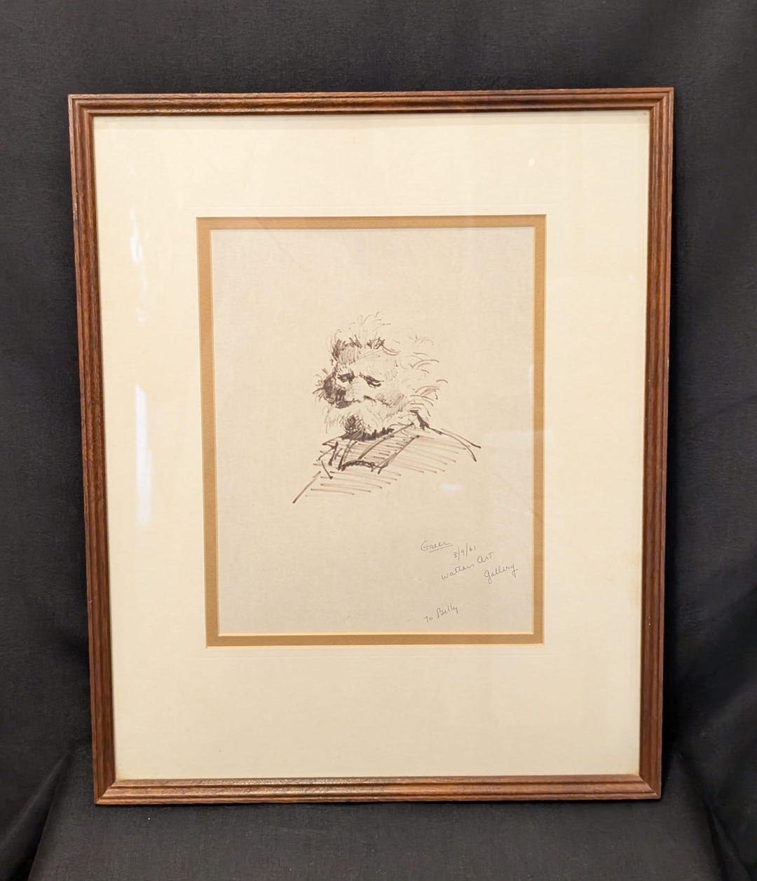 Vintage Walter Greer Original Ink Drawing (1961) – Dedicated, Framed ...