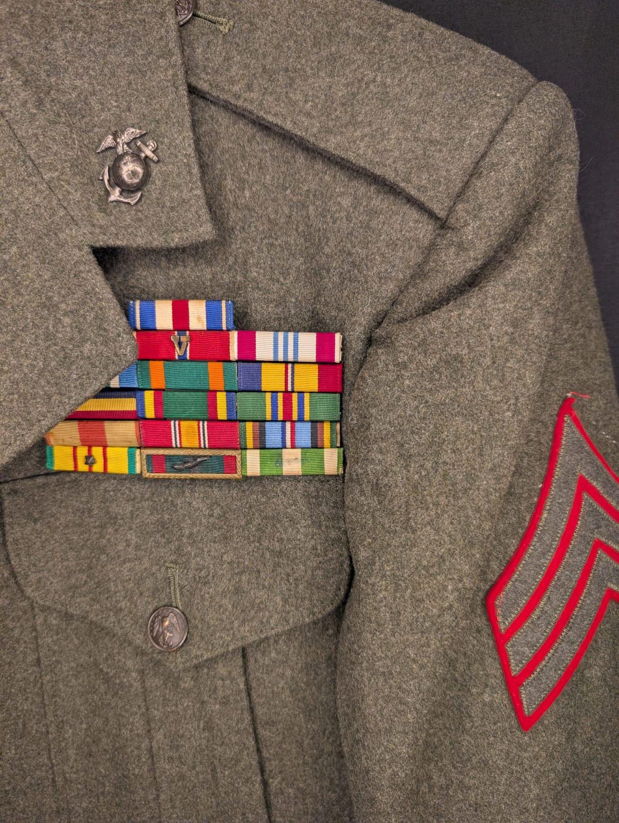 WWII Era US Marine Corps Alpha Dress Blouse – Sergeant Rank, Insignia ...