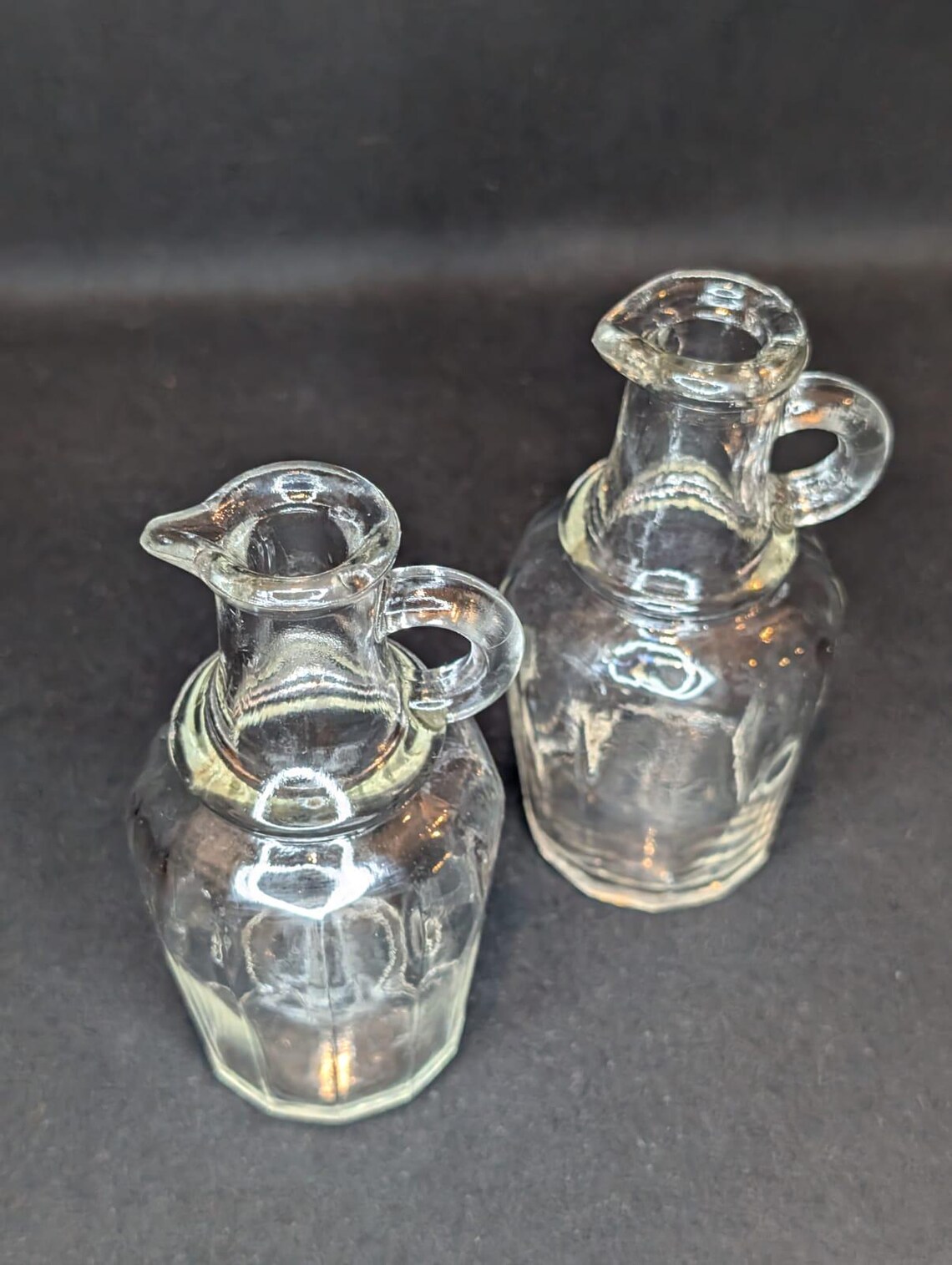 Pair of Vintage Clear Glass Syrup Pitchers / Creamer– 4.5" Tall ...
