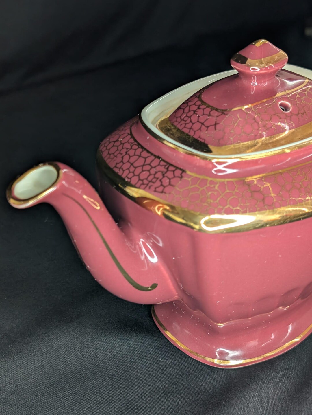 Vintage Hall 0118 6-cup Maroon & Gold Teapot – Made in USA - Etsy