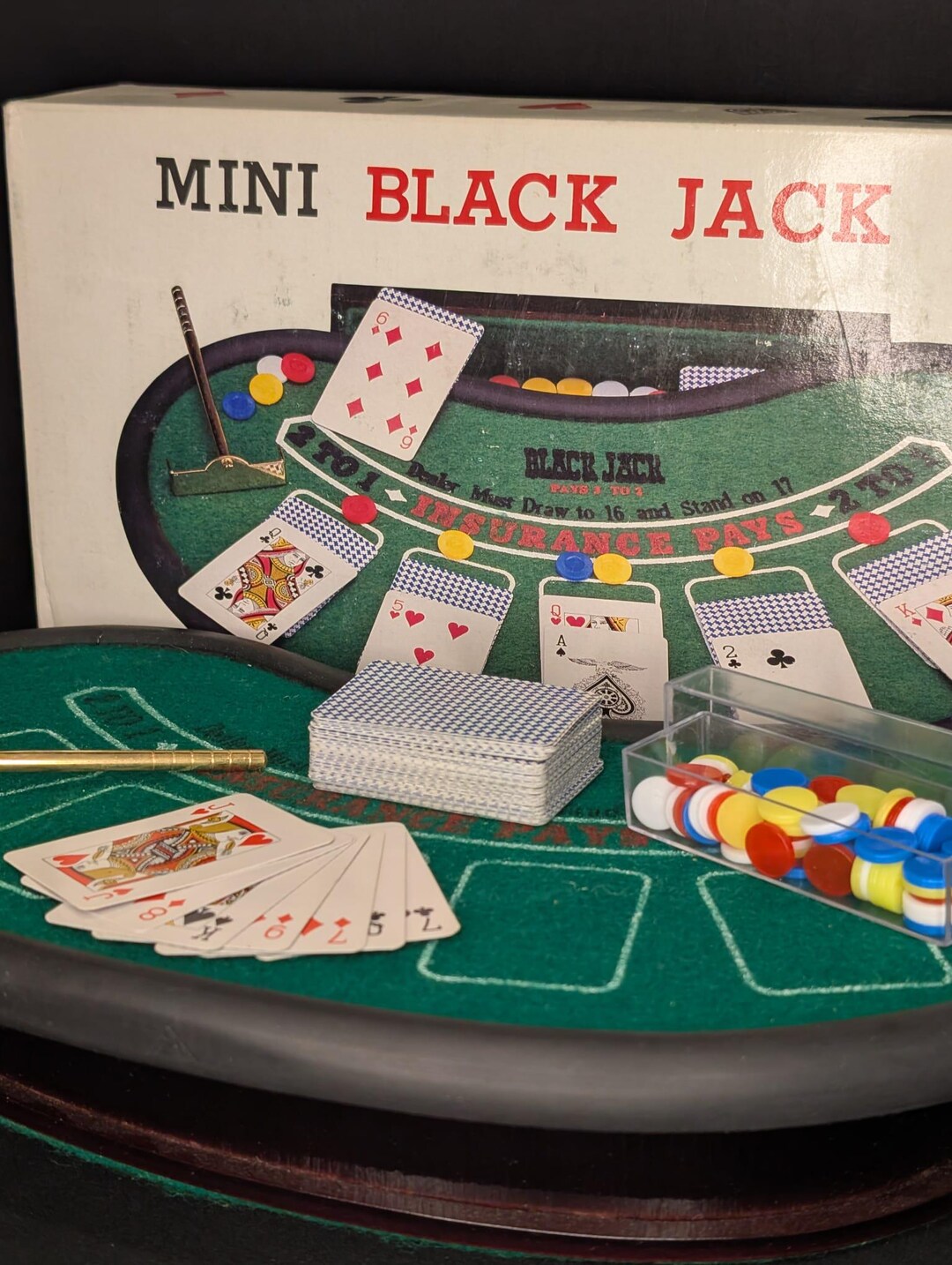 Vintage Mini Blackjack Tabletop Game – Boxed, Complete, Padded Rim ...