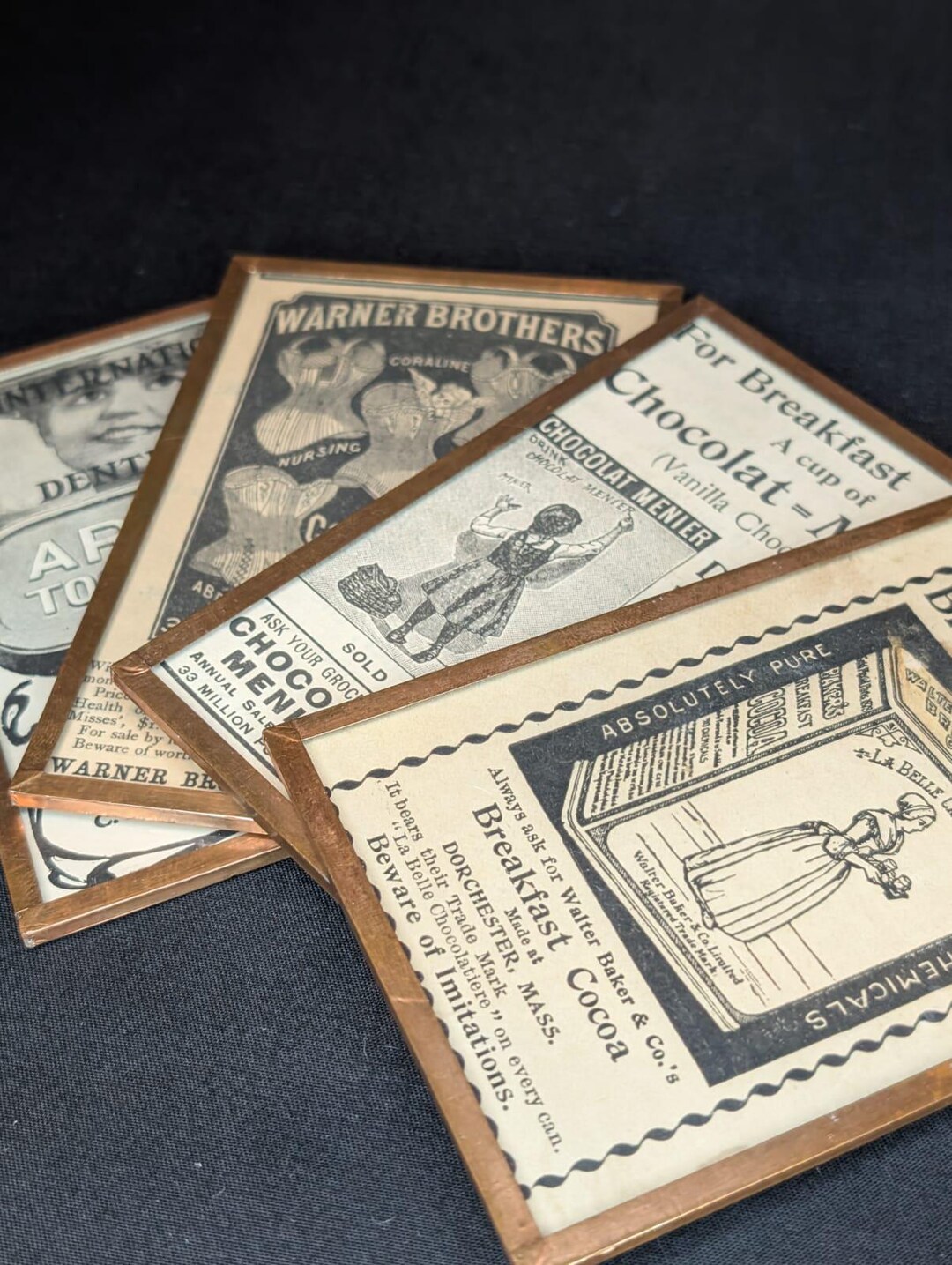 Set of 4 Antique Framed Advertisements – 1882–1903, Professionally ...