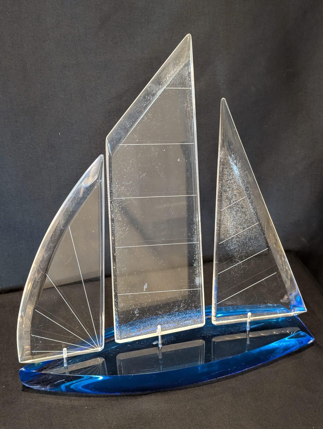 Acrylic Sailing Boat Sculpture – Signed J. Penri, Nautical Display ...