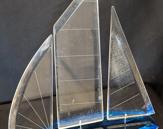 Acrylic Sailing Boat Sculpture – Signed J. Penri, Nautical Display ...