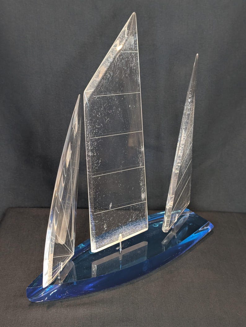 Acrylic Sailing Boat Sculpture – Signed J. Penri, Nautical Display ...
