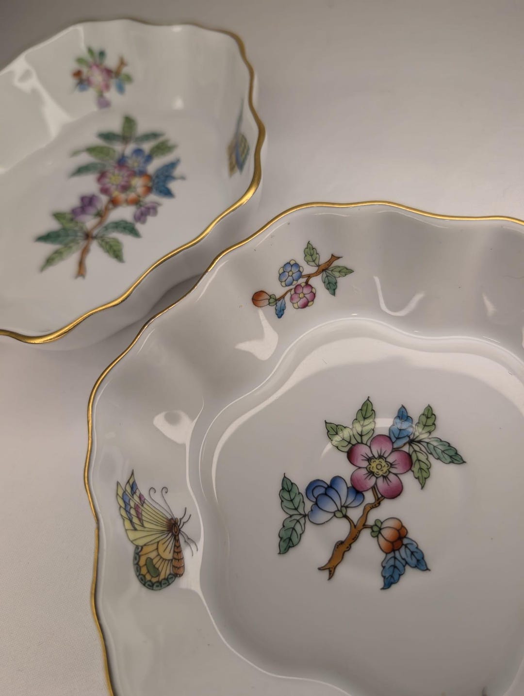 Set of Herend Hexagonal Bowls – Queen Victoria Pattern (5" Diameter) - Etsy